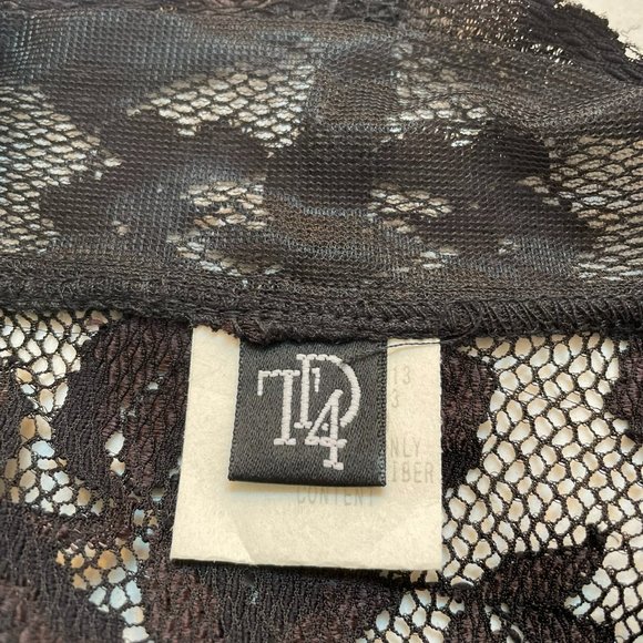 TD4 | Tops | Long Sleeve Black Lace Tunic Top With Mandarin Collar And ...